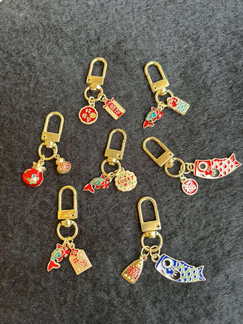 Carp Flag Keychain KOI Keychain ,luckygoldbag Keychain Lucky Keychain ...