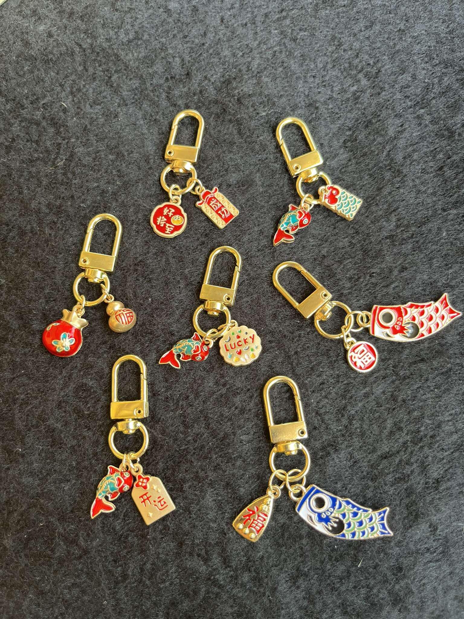 Carp Flag Keychain KOI Keychain ,luckygoldbag Keychain Lucky Keychain ...