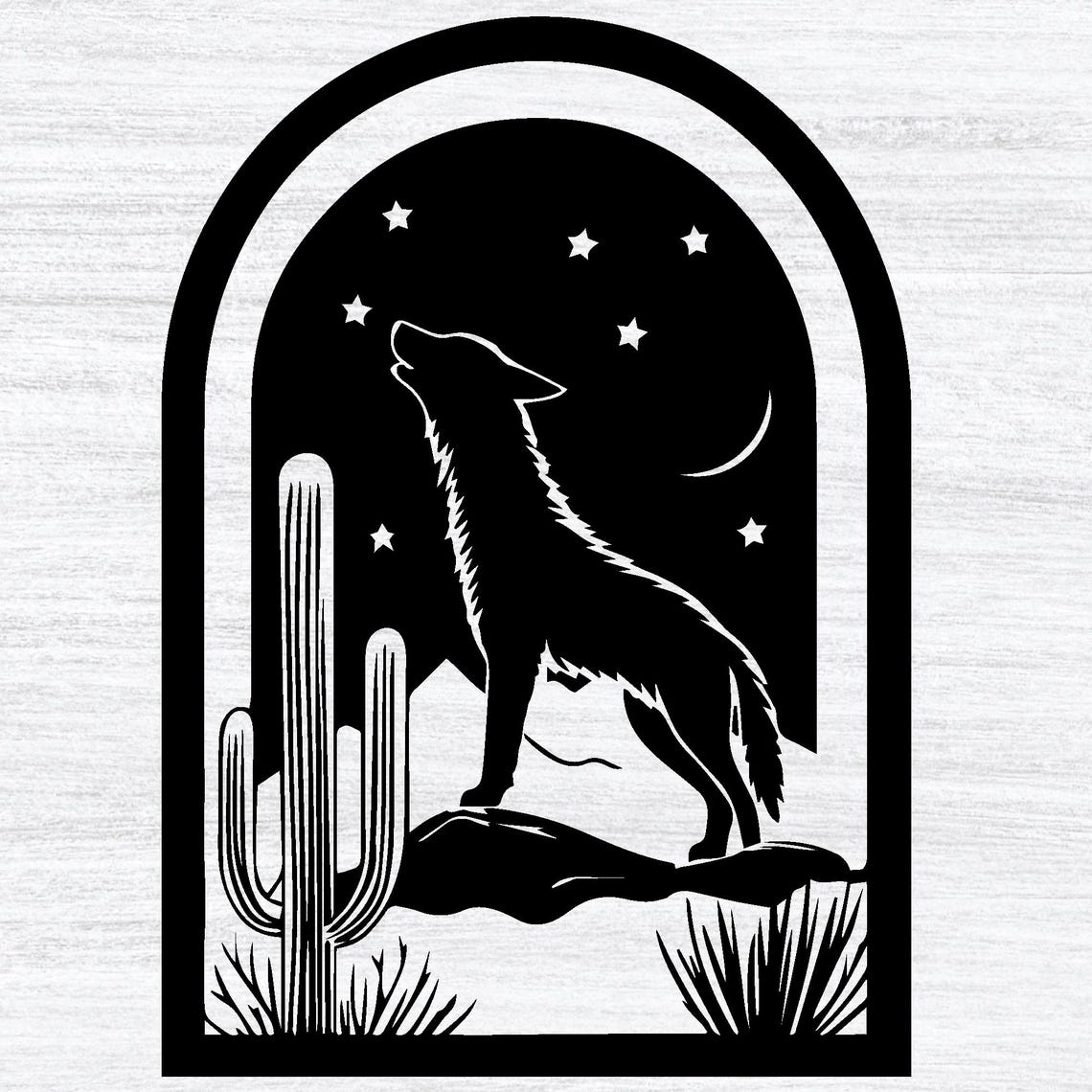 Coyote & Cactus Southwest SVG – Desert Landscape (digital Download) - Etsy