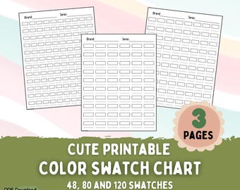 Color Swatch Chart Set Printable Swatch Test Blank Colour Swatch Chart ...