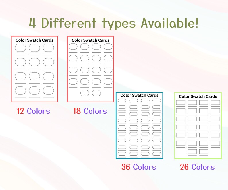 Color Swatch Chart Blank Color Chart Printable Color Swatch Template ...