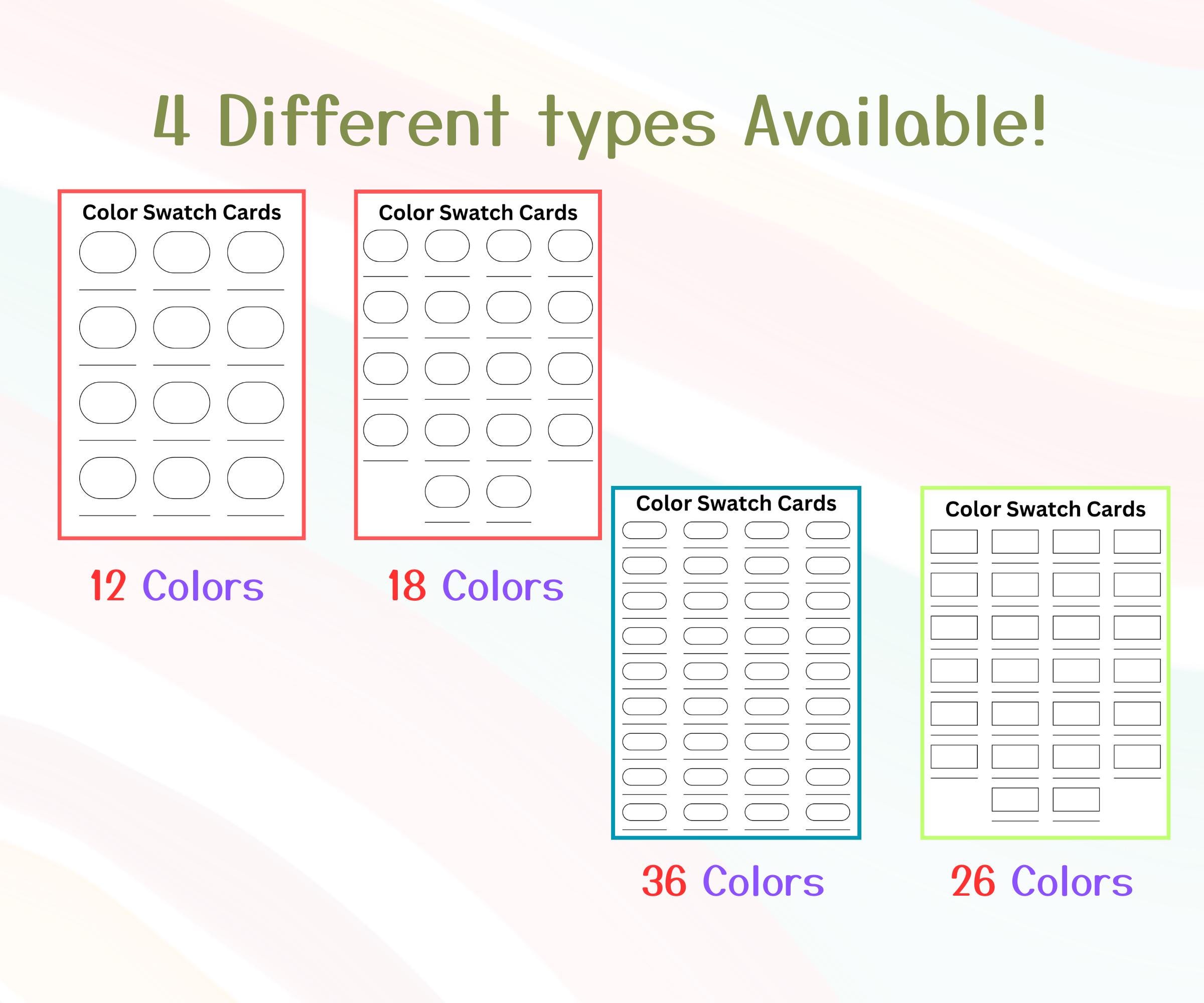 Color Swatch Chart Blank Color Chart Printable Color Swatch Template ...