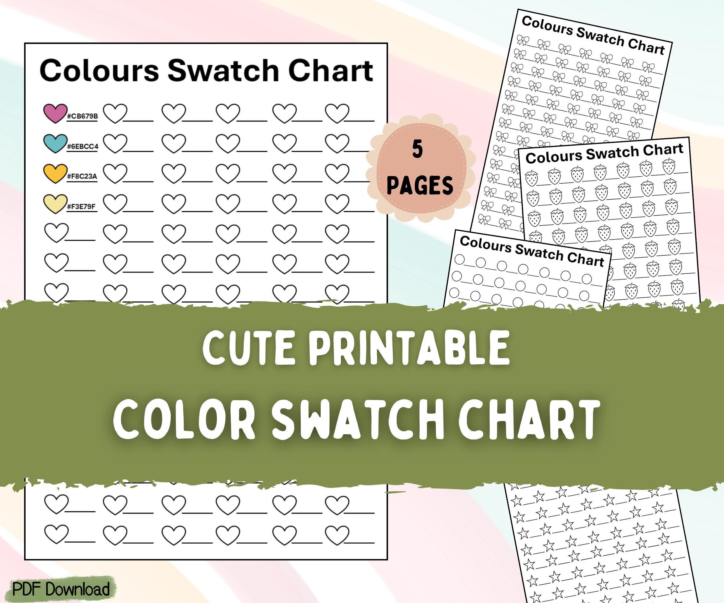 Printable Color Swatch Chart Templates: DIY Palette Organizer (PDF) - Etsy