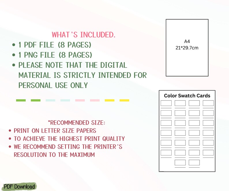 Color Swatch Chart Blank Color Chart Printable Color Swatch Template ...