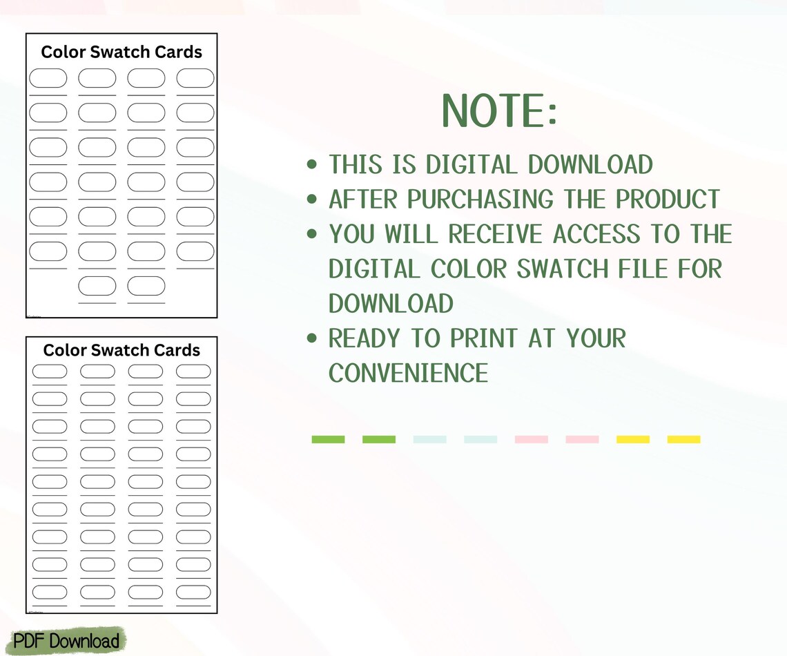 Printable Color Swatch Chart Set: Art Supply Organizer (PDF) - Etsy