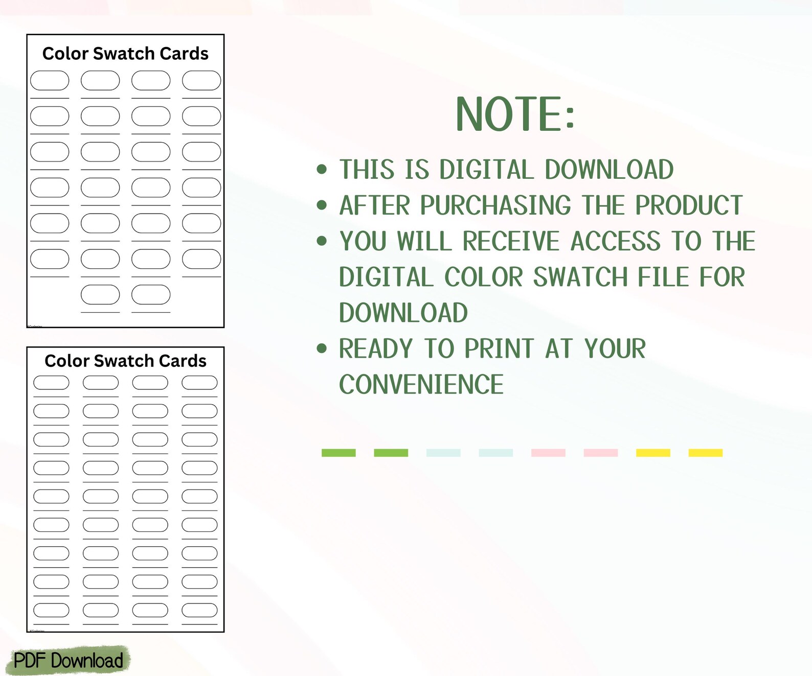 Color Swatch Chart Blank Color Chart Printable Color Swatch Template ...