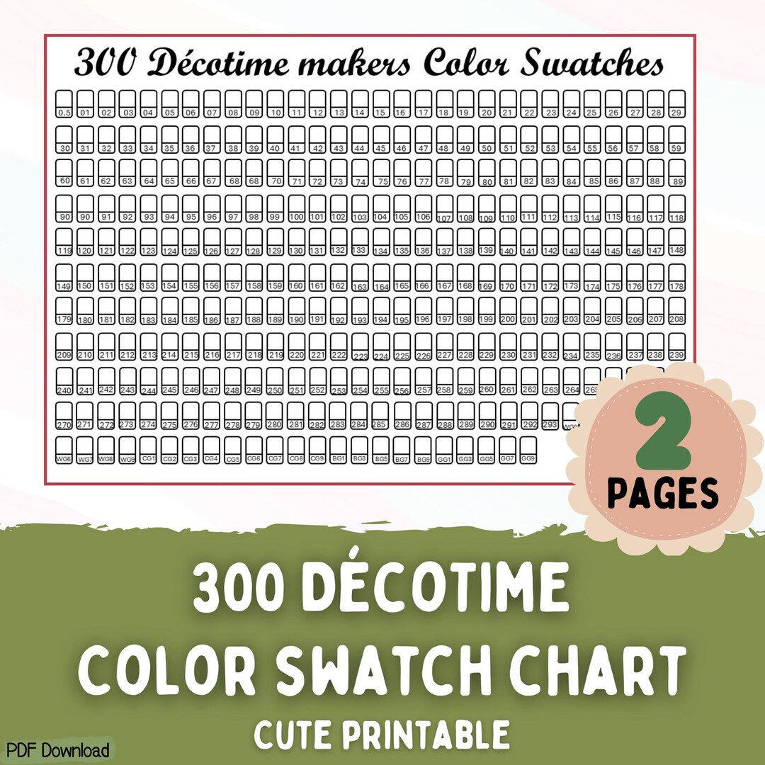 300 Décotime Makers - Swatch Cards, Color Swatch Chart, Printable Color ...