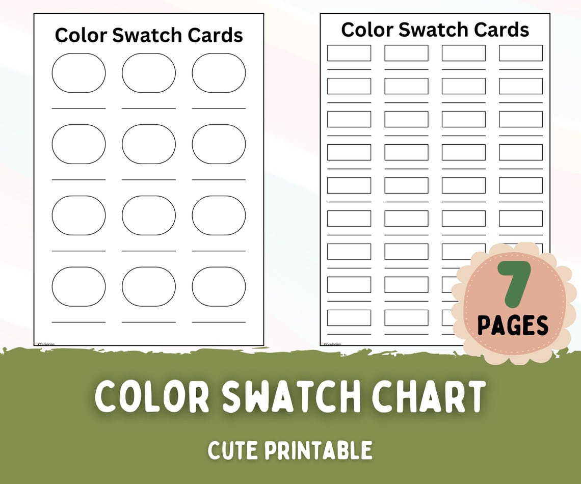 Printable Color Swatch Chart Set: Art Supply Organizer (PDF) - Etsy