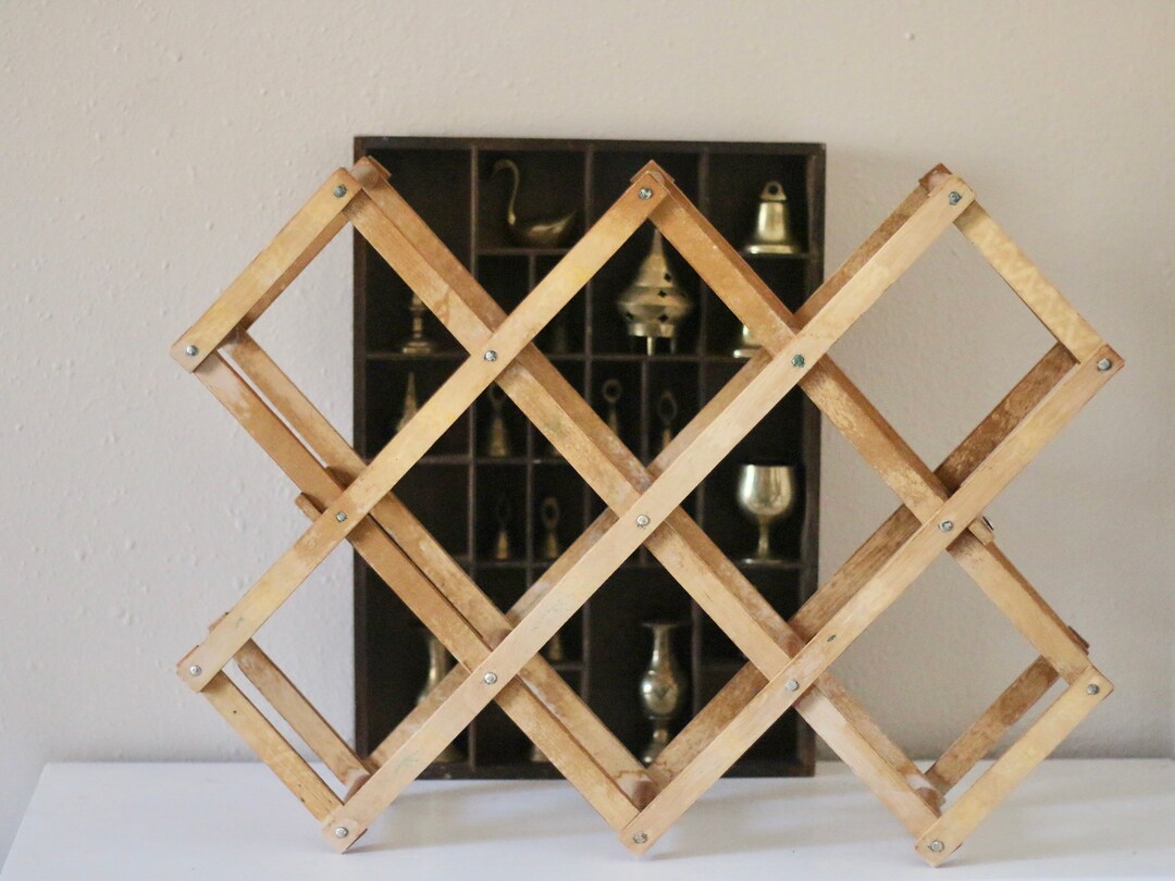 Vintage / Wood Accordion Wine Rack - Etsy