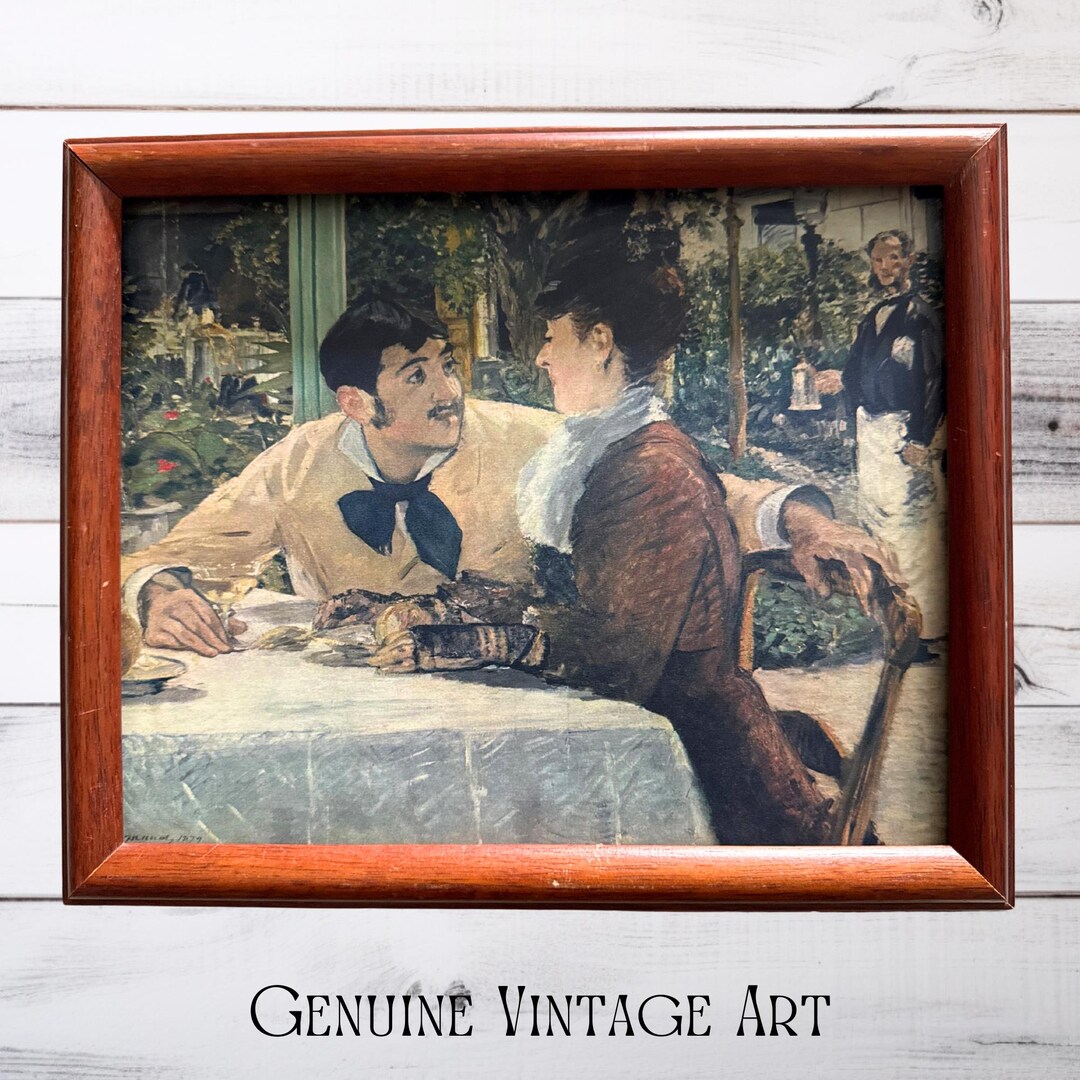 Vintage Manet Cafe Print - 1954 Framed French Impressionism Art - Etsy