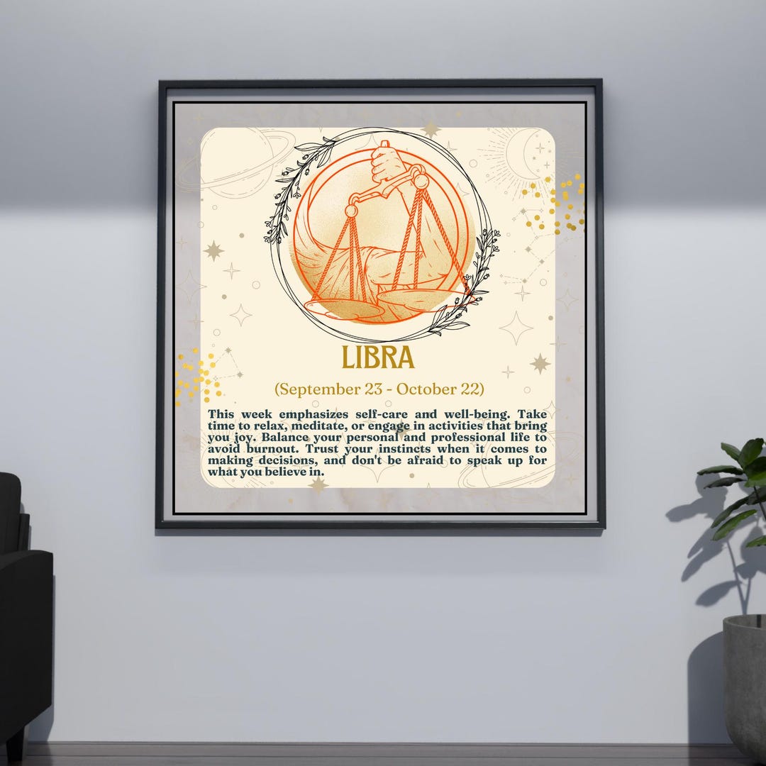 Libra Zodiac Digital Print – Bold Celestial Wall Art | Astrology Wall ...