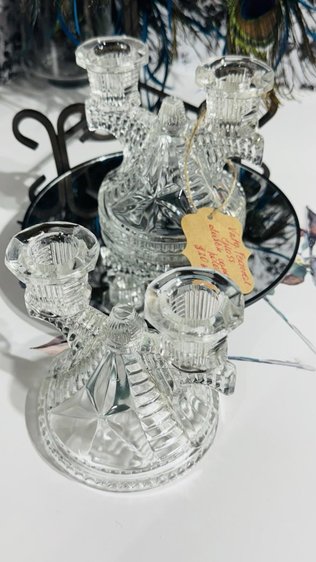 Pair of Vintage Federal Glass Double Candelabra Candle Holders - Etsy
