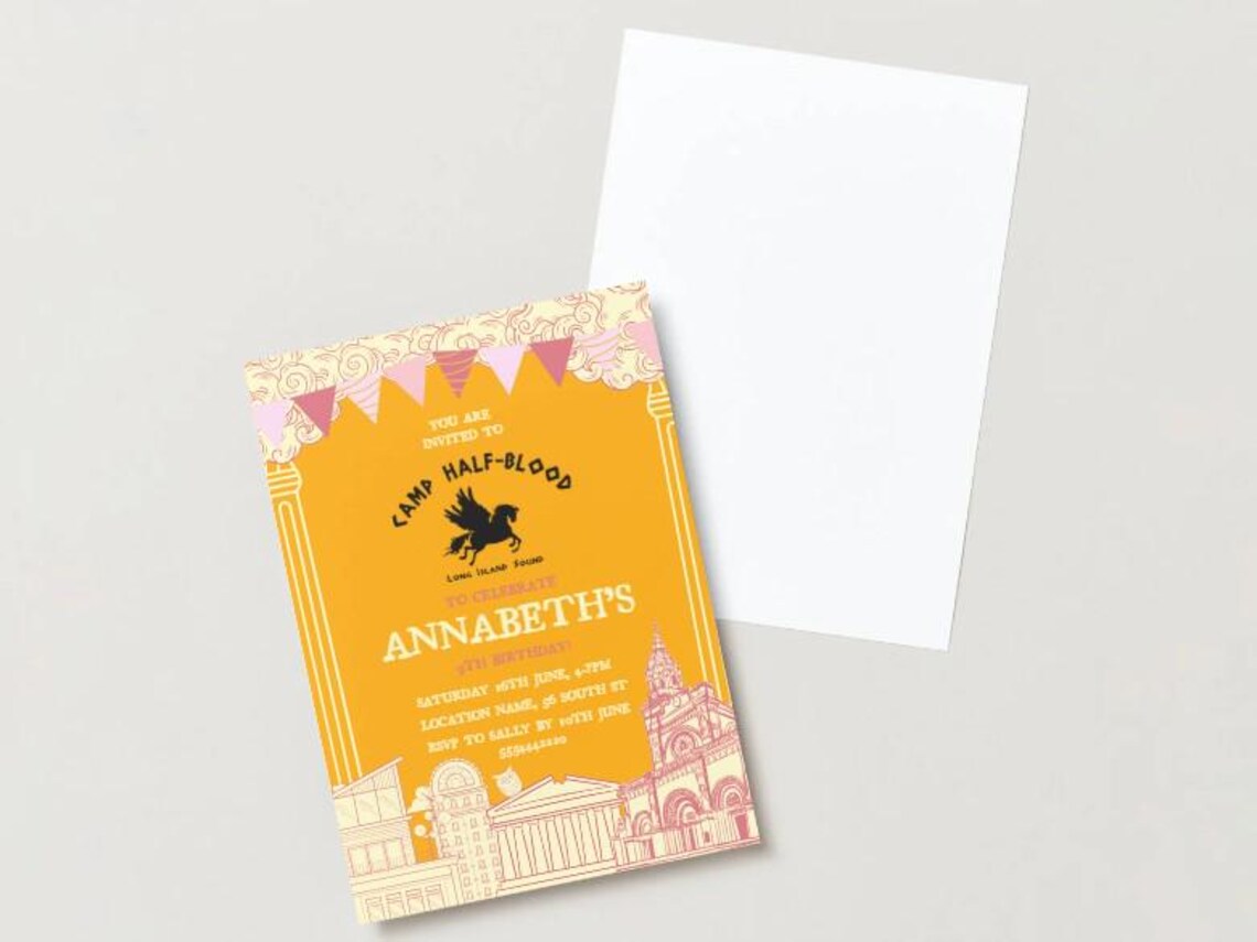 Annabeth Percy Jackson Camp Halfblood Birthday Invite Template (age ...