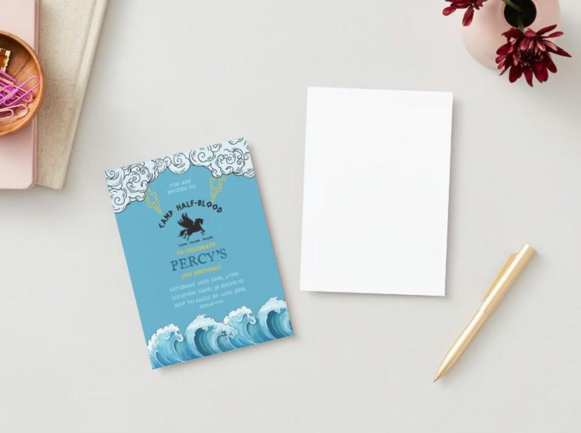 Percy Jackson Camp Half-blood Birthday Invite Template (age Editable ...