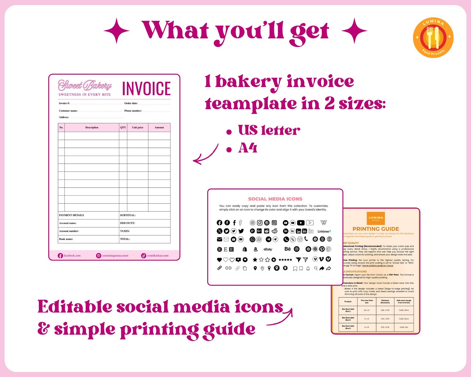 Bakery Invoice Template Canva, Pink Cake Order Form, Small Business ...