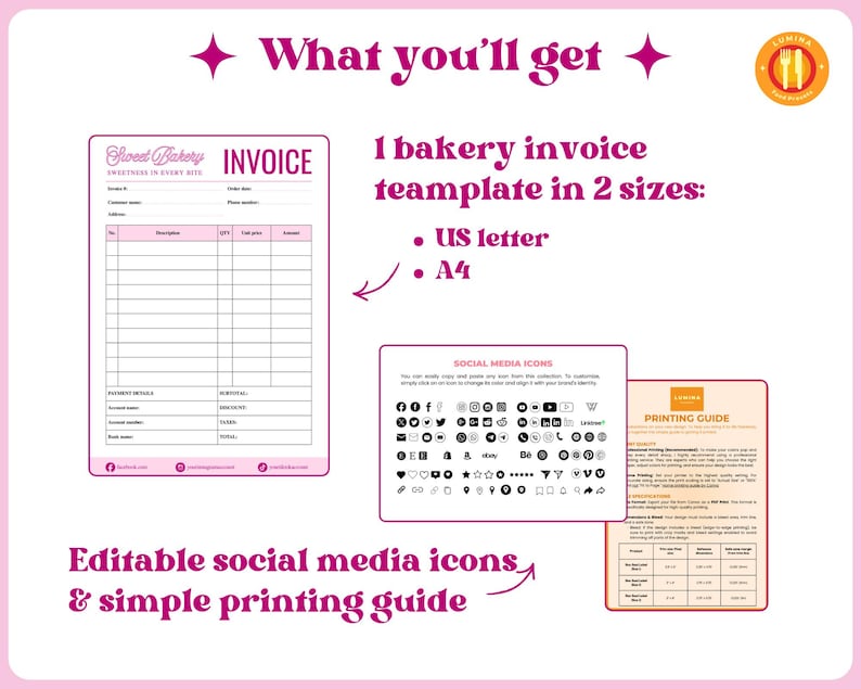 Bakery Invoice Template Canva, Pink Cake Order Form, Small Business ...