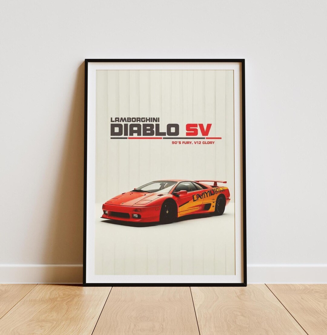 Lamborghini Diablo SV Poster | Lamborghini Illustration | Car Print ...