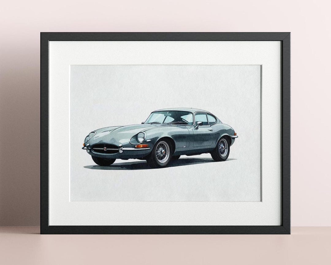 Jaguar E-type Poster | Jaguar Illustration | Car Print | Jaguar E-type ...