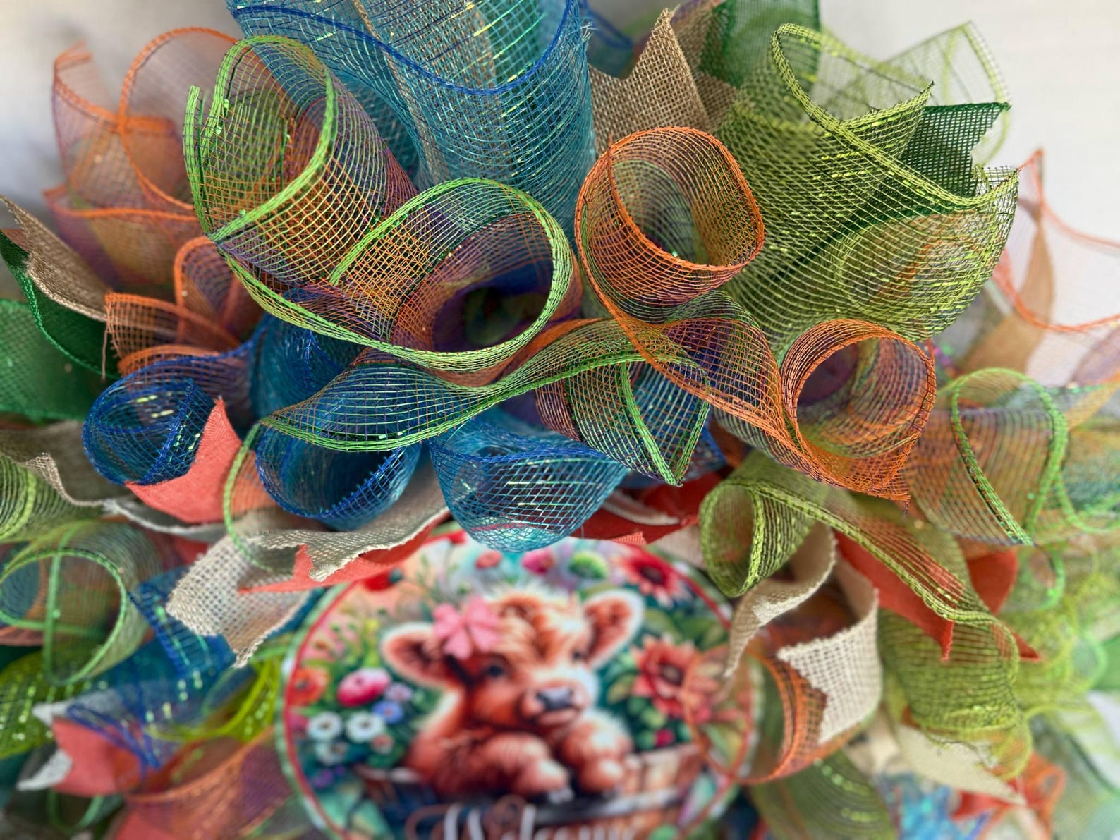 Charming Highlander Welcome Wreath-rustic 22" Decor in Green, Orange ...