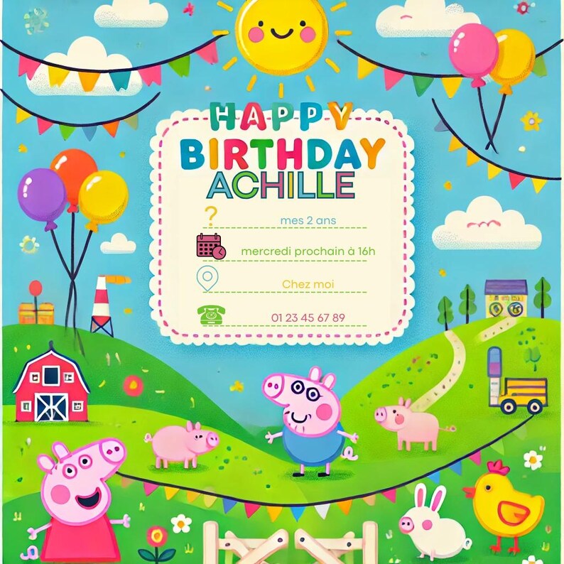 Canva Template - Peppa Pig Birthday Invitation - Downloadable and ...