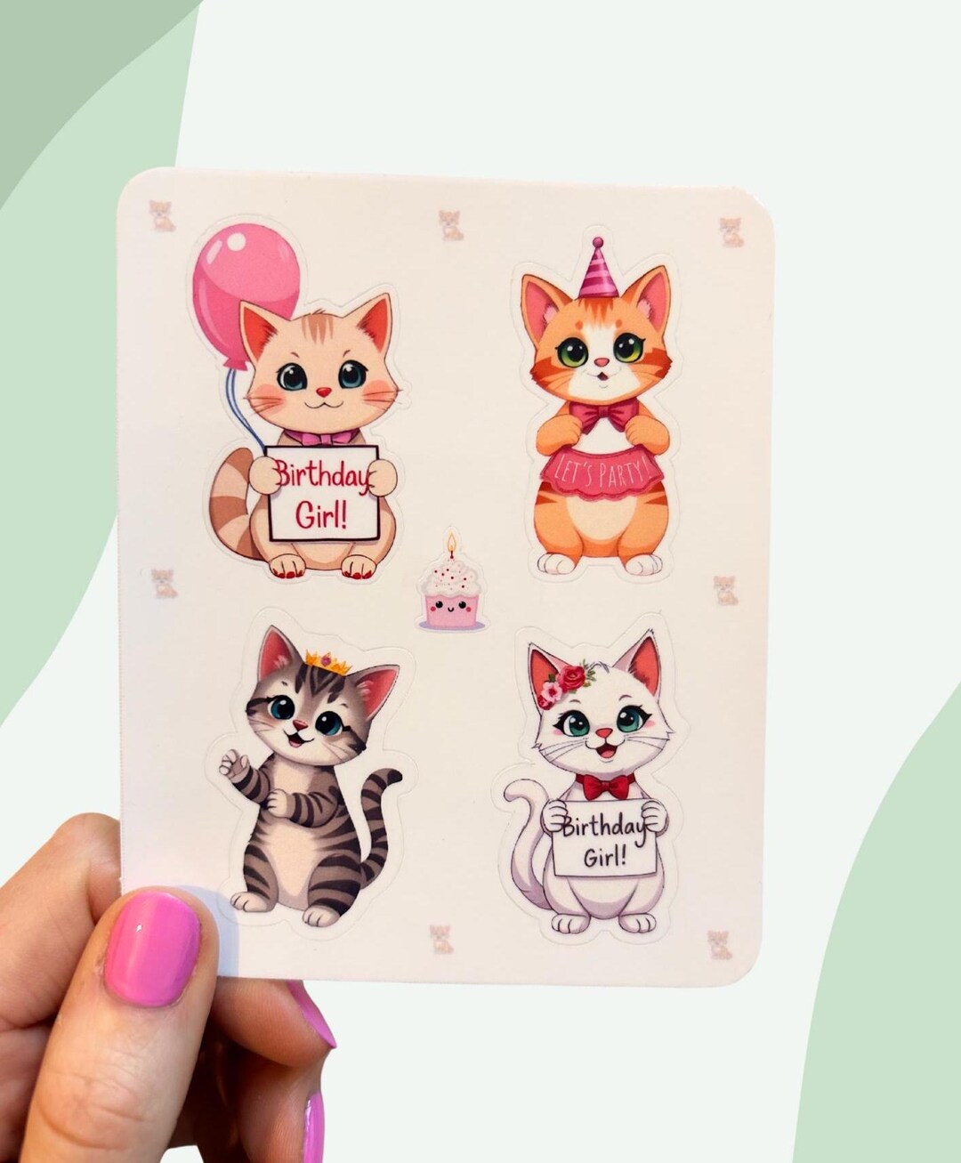 48pc. Happy Birthday Cat Stickers, Cute & Fun Birthday Cat Decals ...
