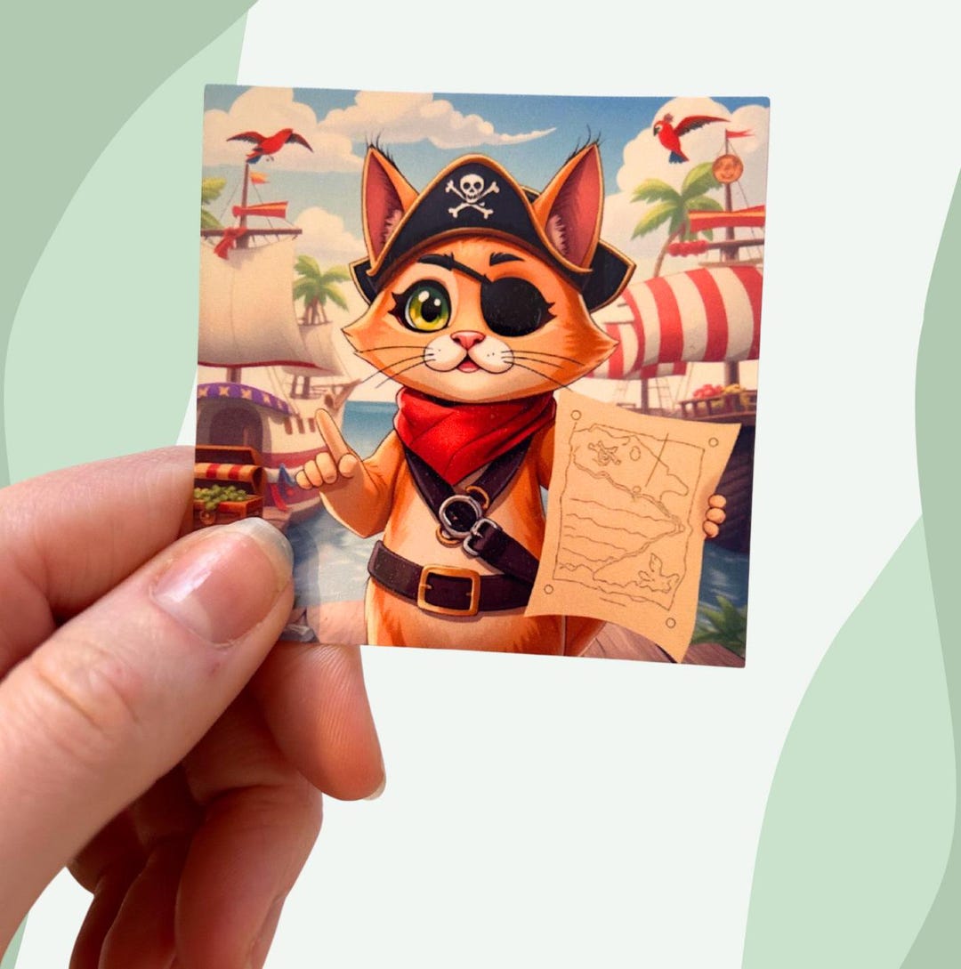 Pirate Cat Sticker, Eye Patch Cat, Aesthetic Sticker for Planners ...