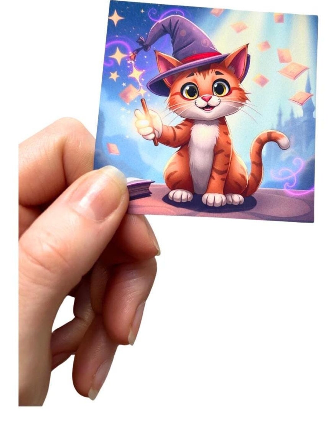 Wizard Cat Sticker, Magical Cat Decor, Fun Cat Lover Gift, Water ...