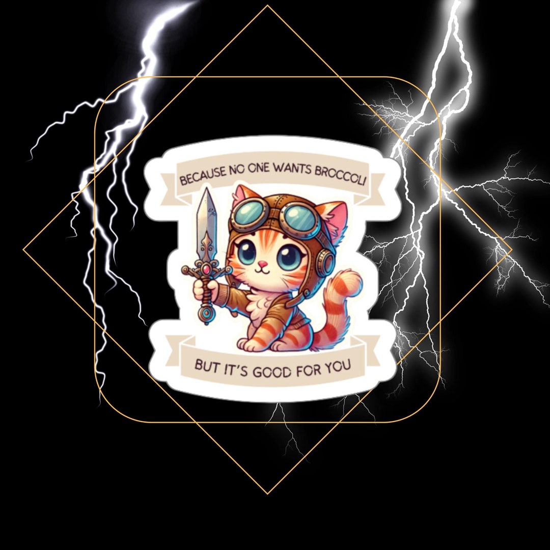 Broccoli Cat- Sticker- Onyx Storm - Etsy