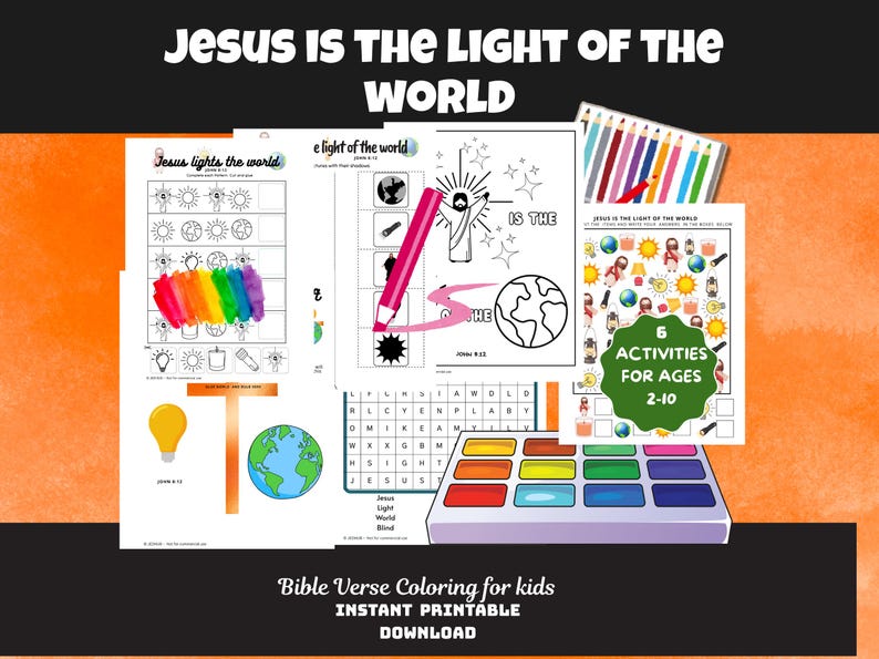 Jesus is the Light Activity Pack: Coloring, I Spy, Word Search (PDF) - Etsy
