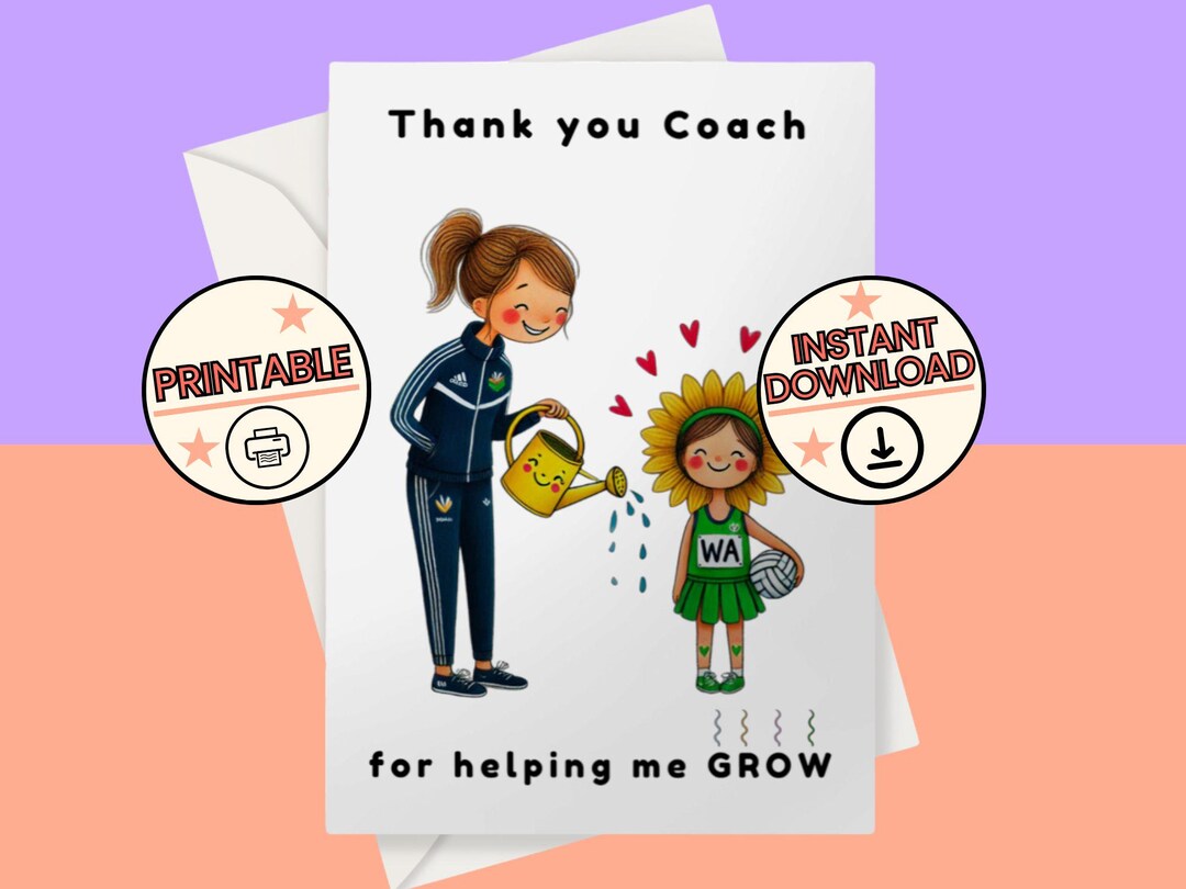 Thank You Coach Card Thank You Netball Coach Gift for Netball Coaches ...