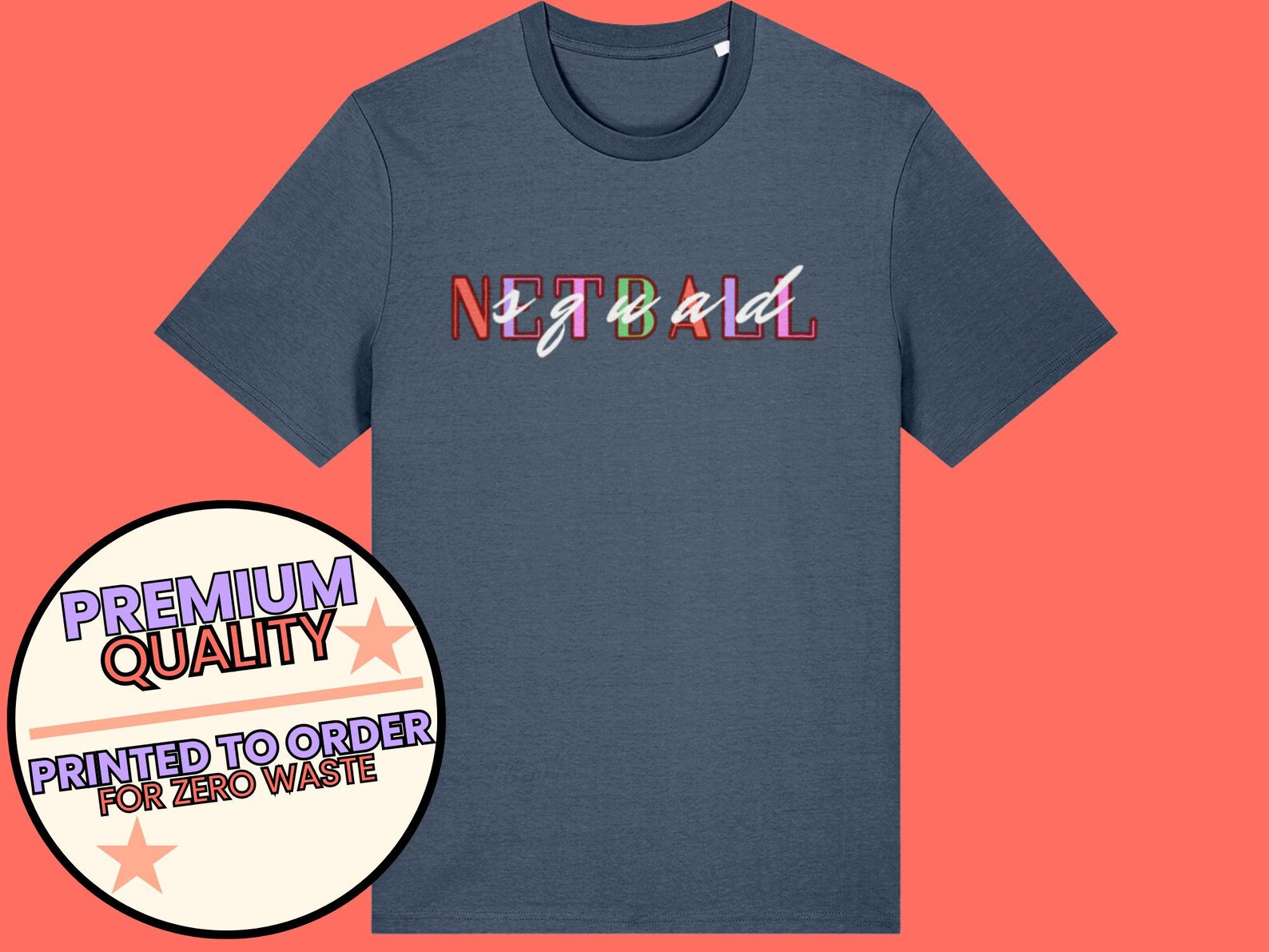 Netball Squad Slogan T-shirt | Netball Team Adult Tee | Netball Player ...