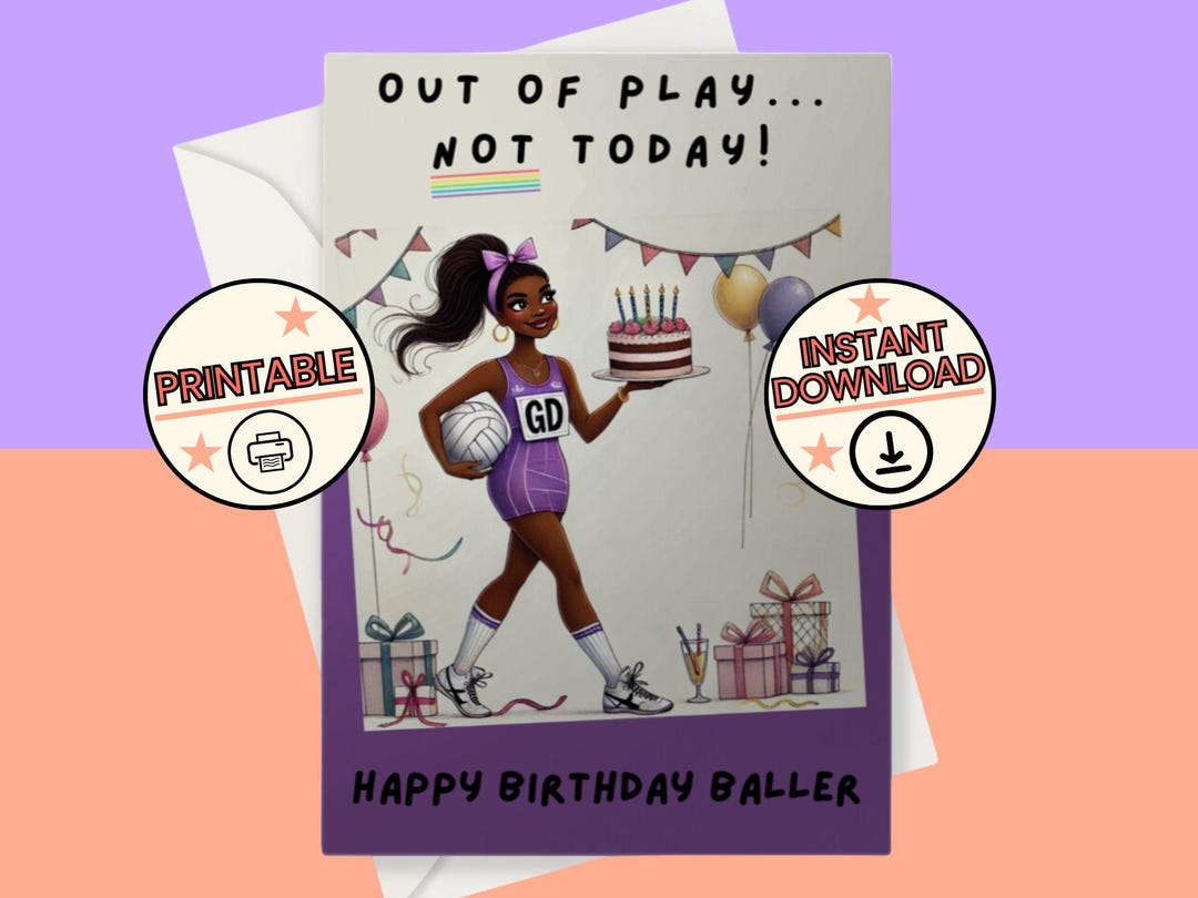 Funny Netball Player Birthday Card for Goal Defenders: Printable PDF - Etsy