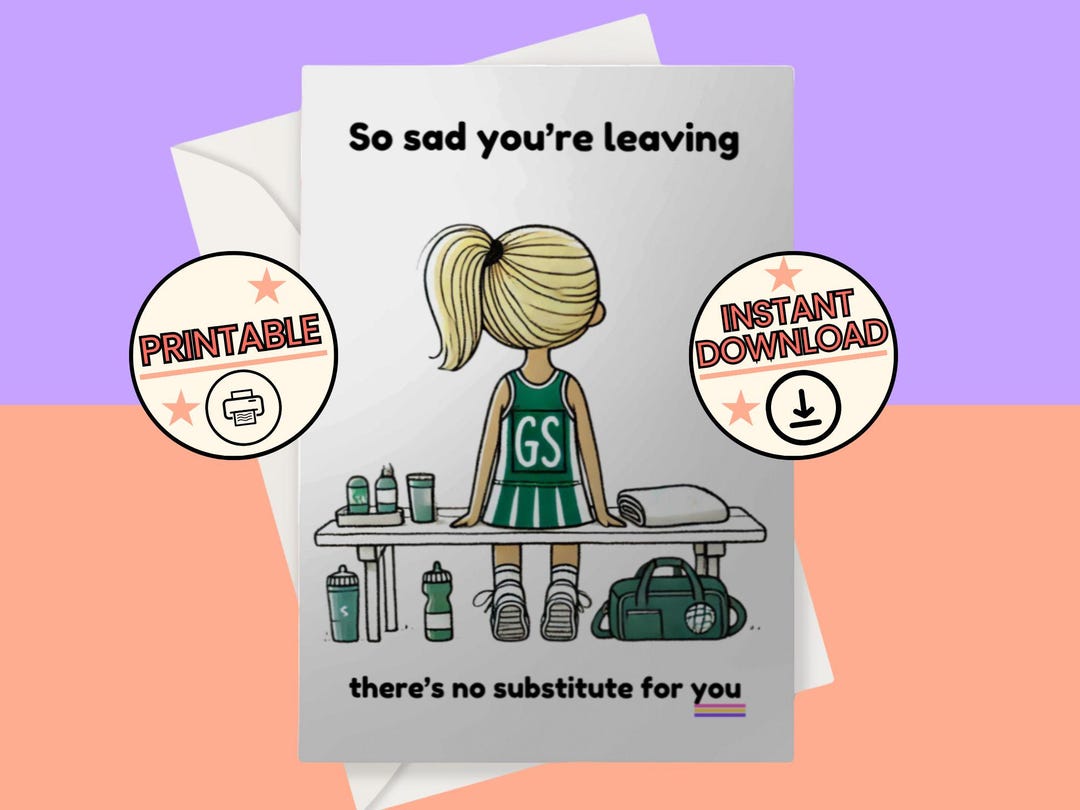 Sad You’re Leaving Card | Netball Player Greeting Card | Gifts for ...