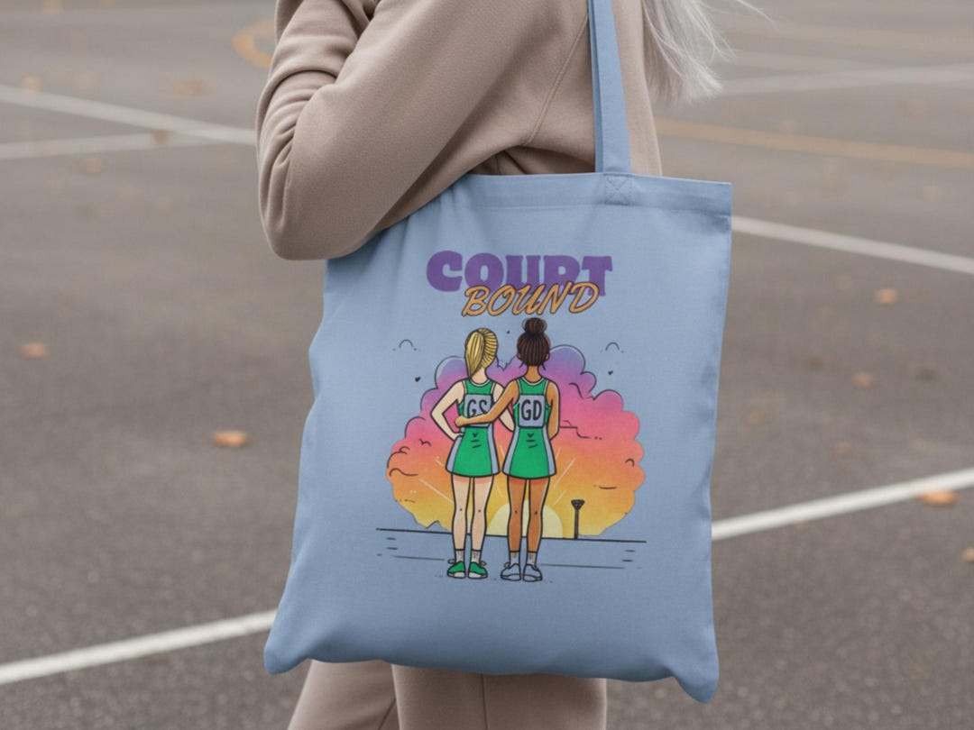 Netball Organic Cotton Tote Bag, 'court Bound': Blue - Etsy