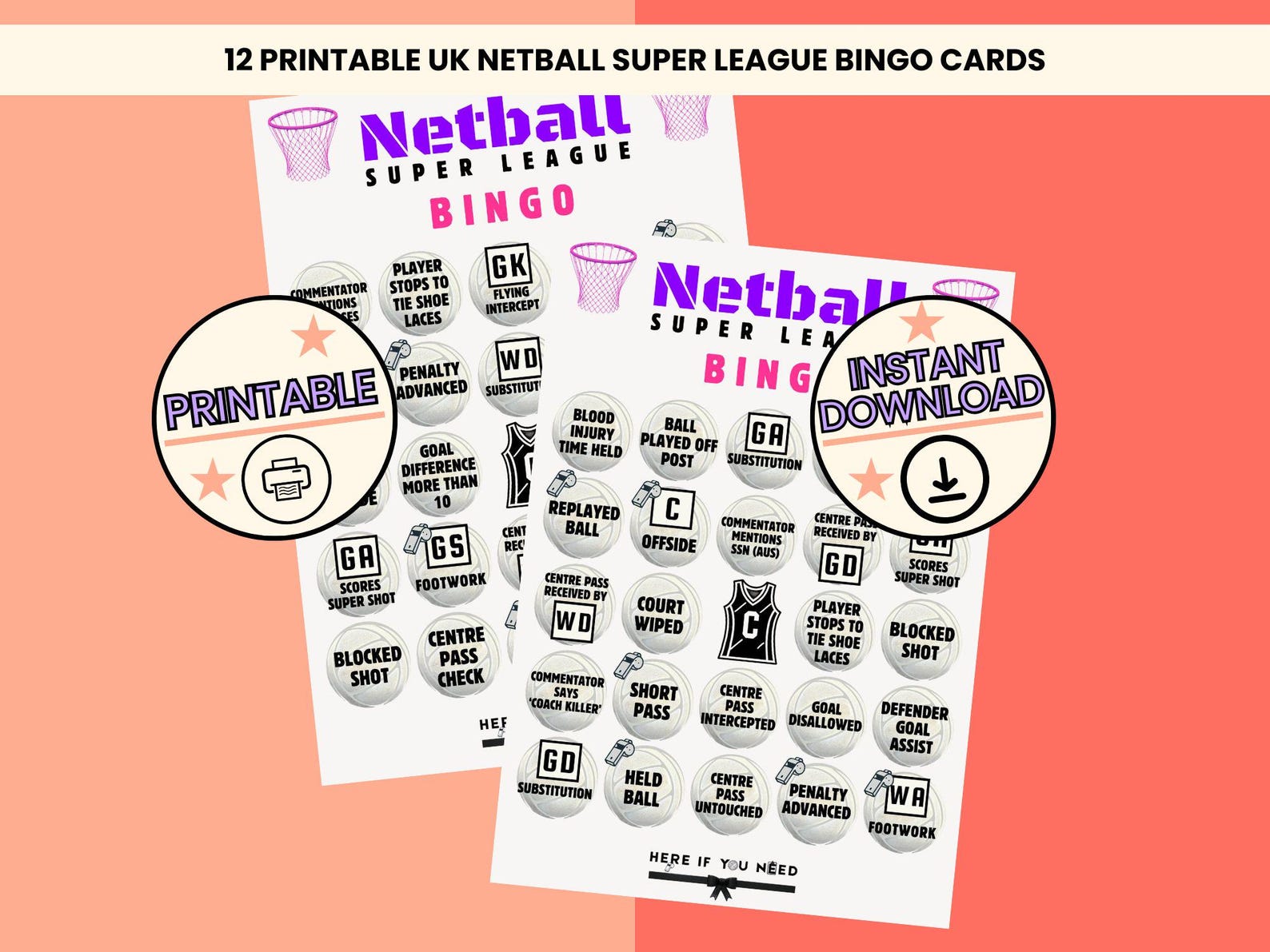 Printable UK Netball Super League Bingo Cards | Netball Bingo Game ...