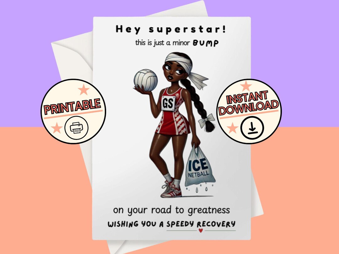 Netball Head Injury Funny Get Well Card Injury Recovery Thinking of You ...