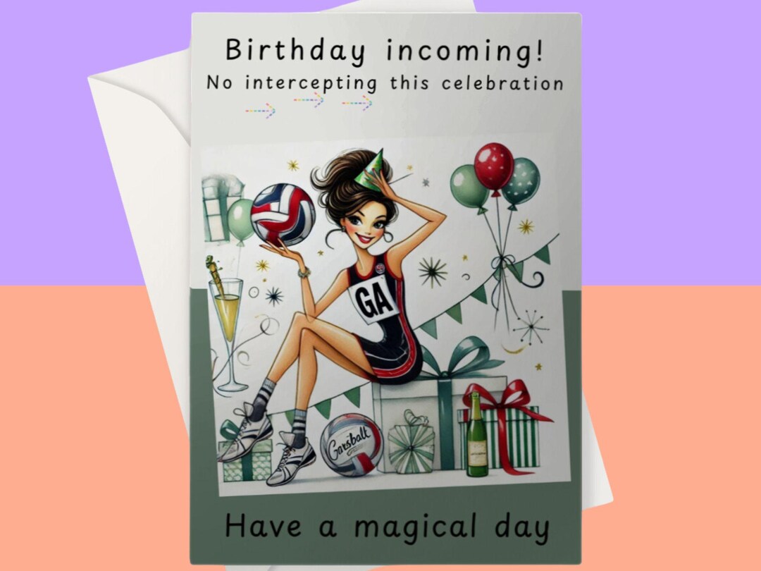 Netball Player Funny Birthday Card Netball Lover Greeting Card Gifts ...