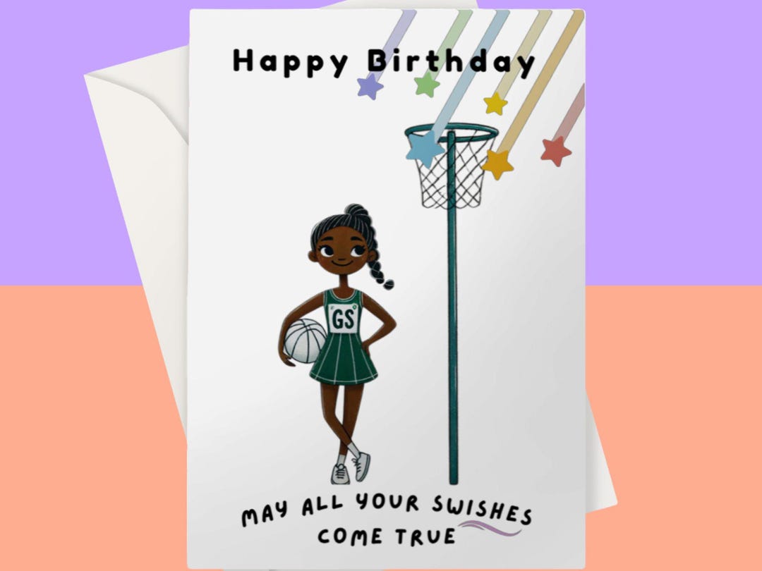 Netball Player Birthday Card Netball Team Greeting Card Gifts for ...