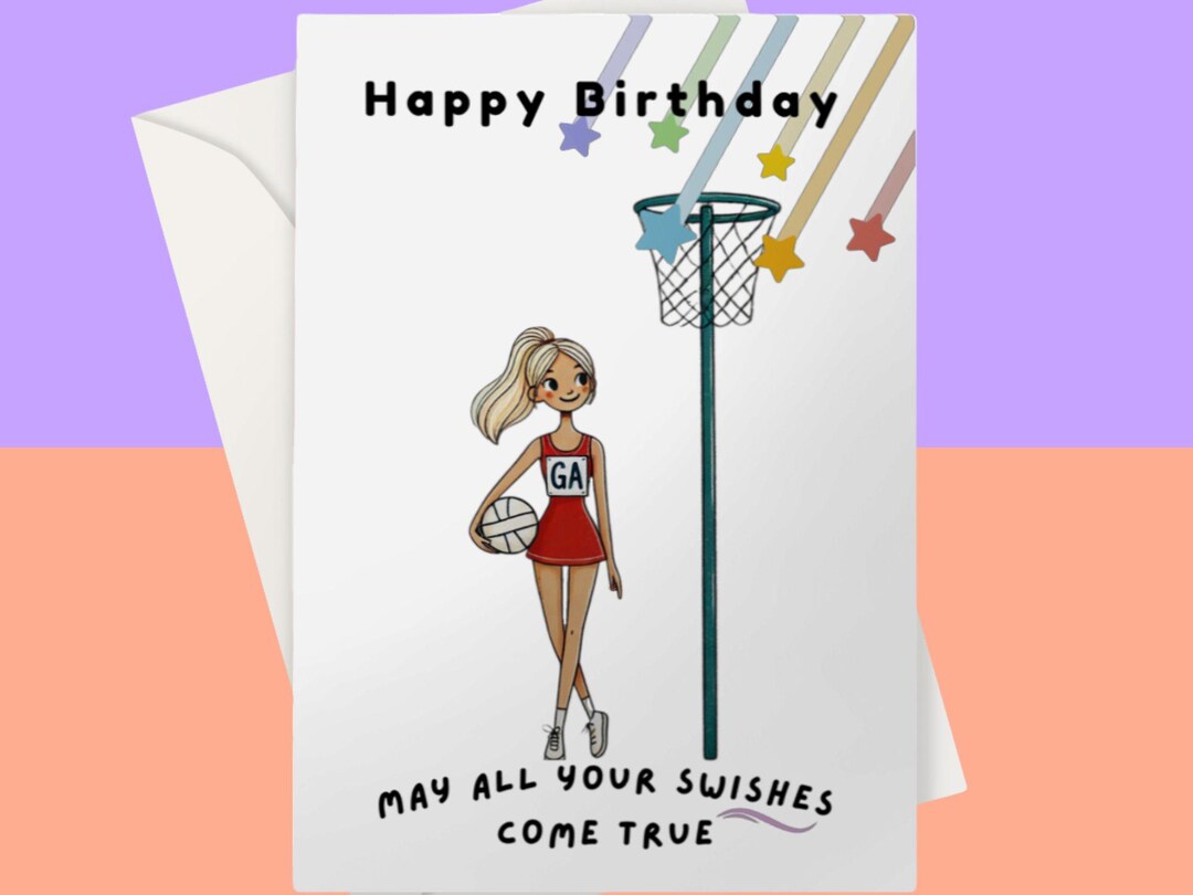 Netball Player Birthday Card Netball Lover Greeting Card Gifts for ...