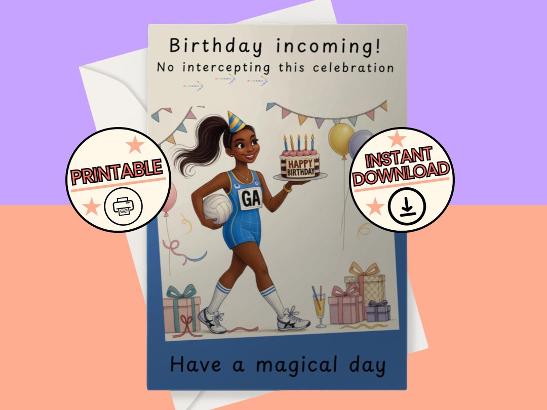 Funny Netball Goal Attack Birthday Card: Printable PDF - Etsy