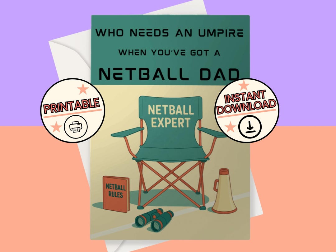 Funny Netball Dad Greeting Card, Birthday, Father's Day, Thank You ...