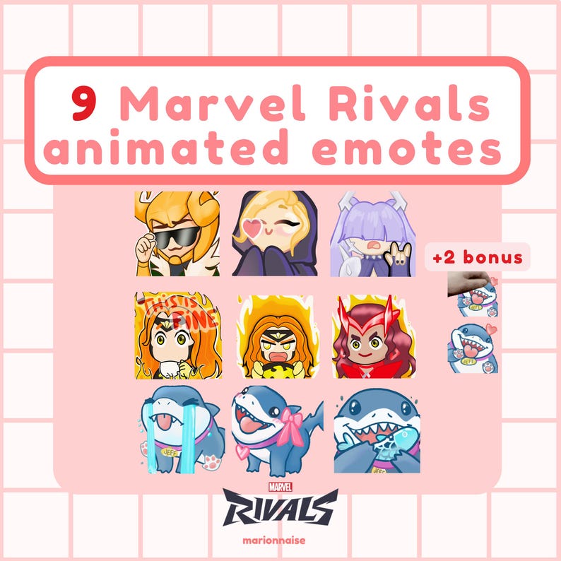 Marvel Rivals Animated Emotes Pack (9 + 2 Bonus) | Cute Twitch Emotes ...