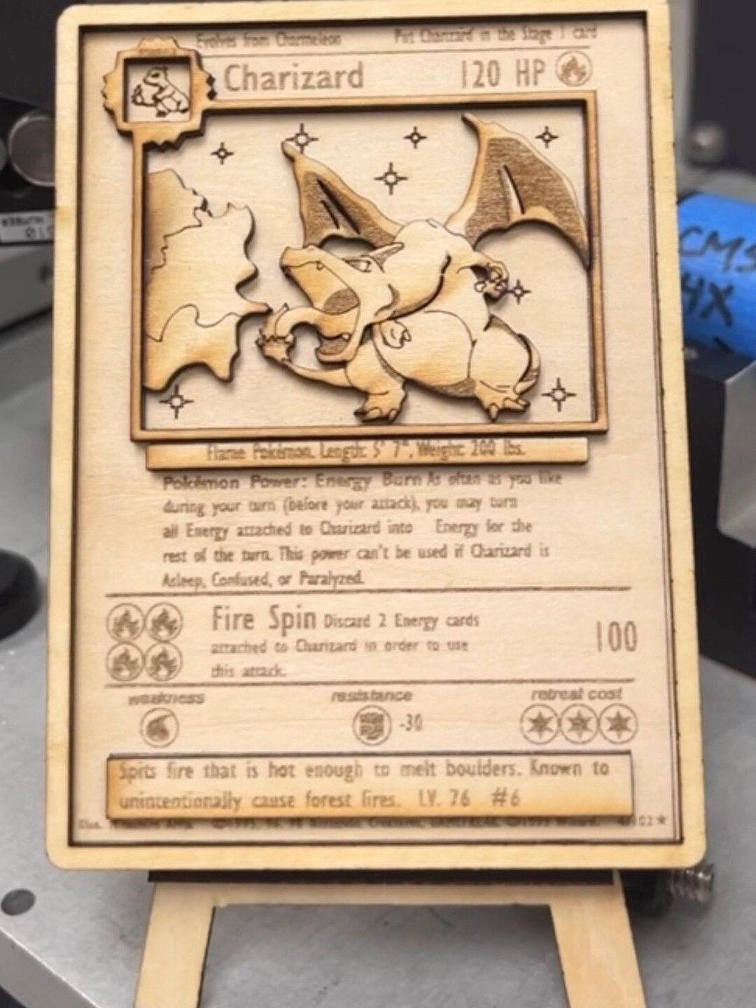 Charizard Pokémon Wooden Card 151 006/102 Laser Cut Basswood Physical ...