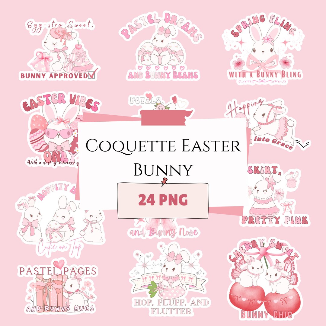 Easter Bunny Sticker Png Kawaii Bunny Png Coquette Stickers Pastel ...