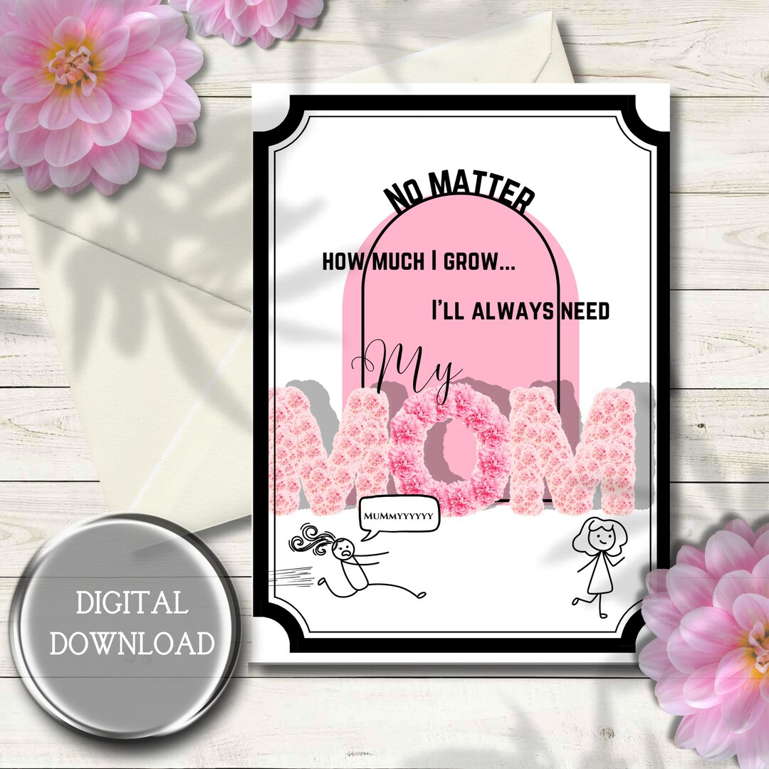 Humorous Mother's Day Card Funny Mother's Day Printable Card Pink ...