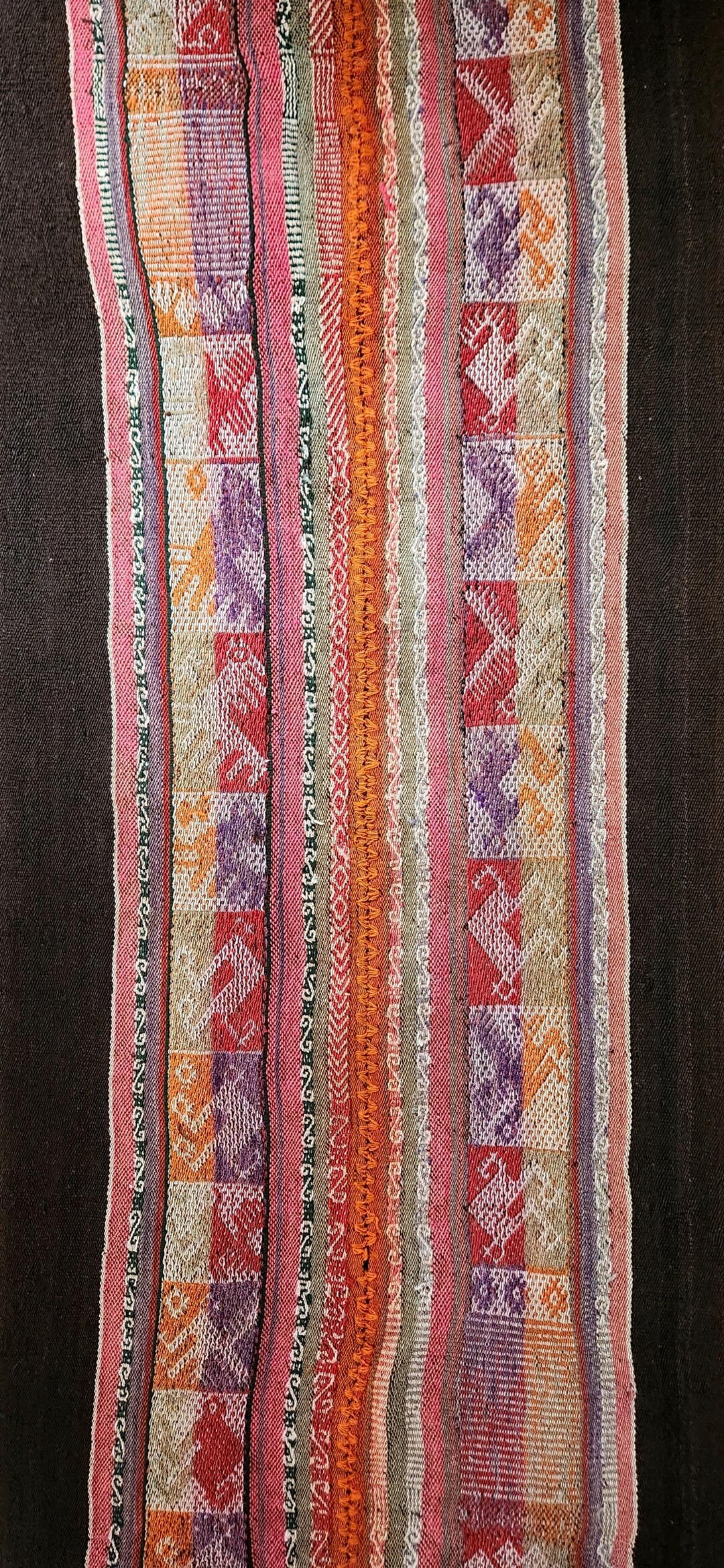 Antique Andean Manta Shawl: Handwoven Alpaca & Sheep Wool, Botanic Dyed ...