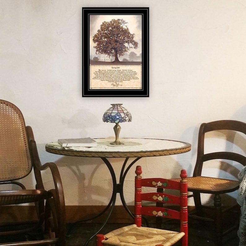 Bonnie Mohr Framed Tree Print, "living Life" Quote, Farmhouse Wall Art ...
