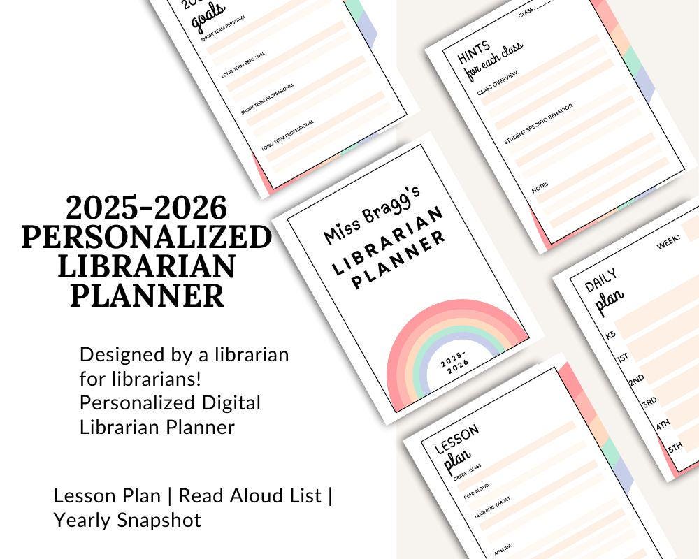 2025 2026 Librarian Planner Digital Template Calendar for School ...