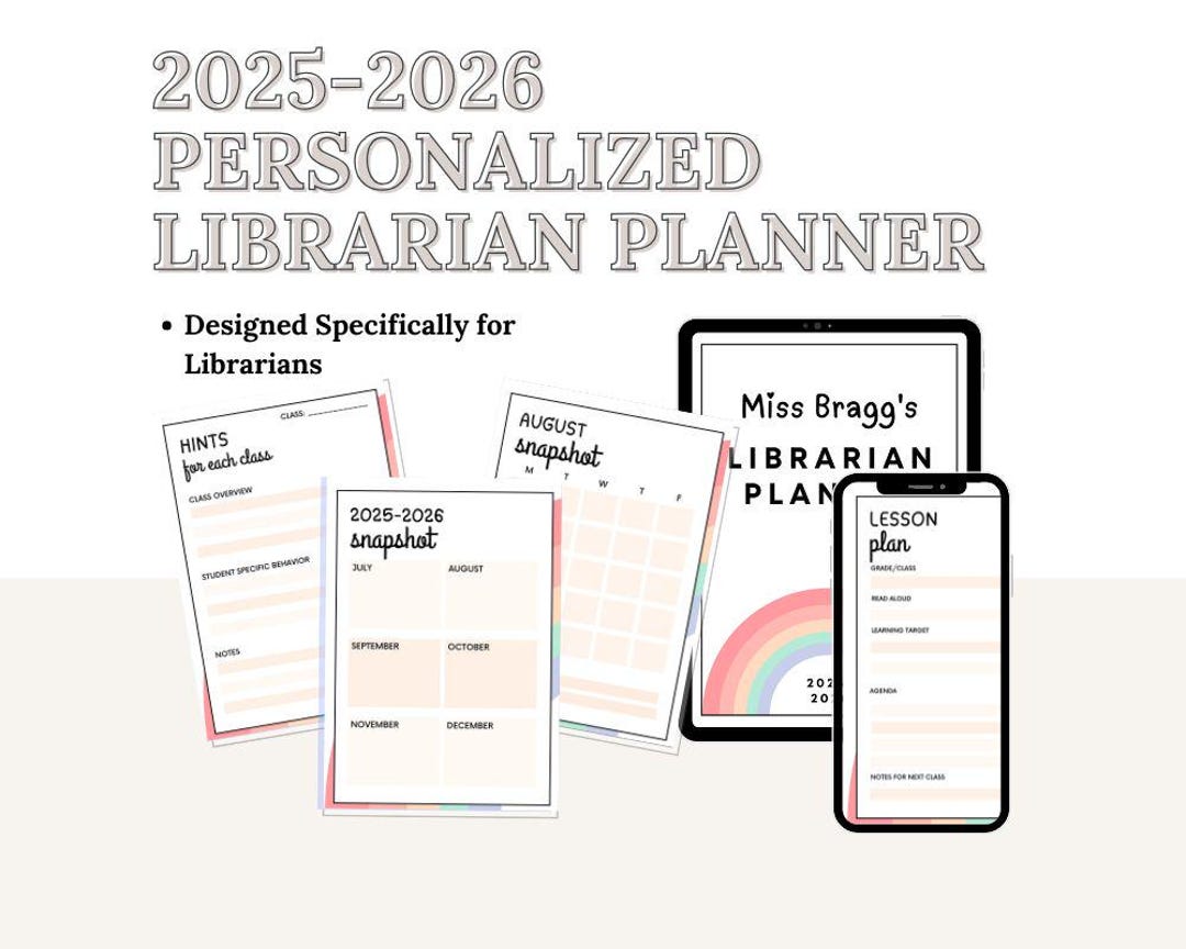 2025 2026 Librarian Planner Digital Template Calendar for School ...