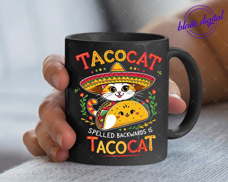 Tacocat Spelled Backwards SVG PNG, Funny Palindrome Cat Taco Design ...